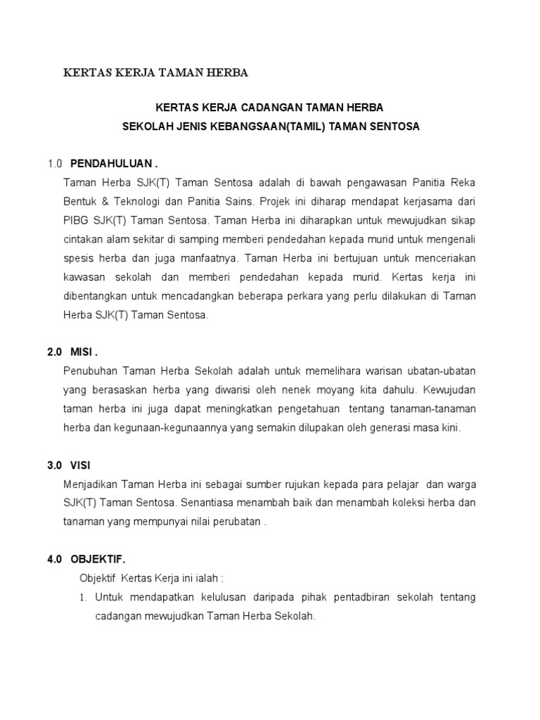 Kertas Kerja Taman Herba | PDF