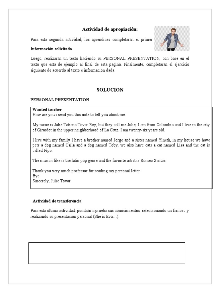 Personal Presentation Activity Guide | PDF