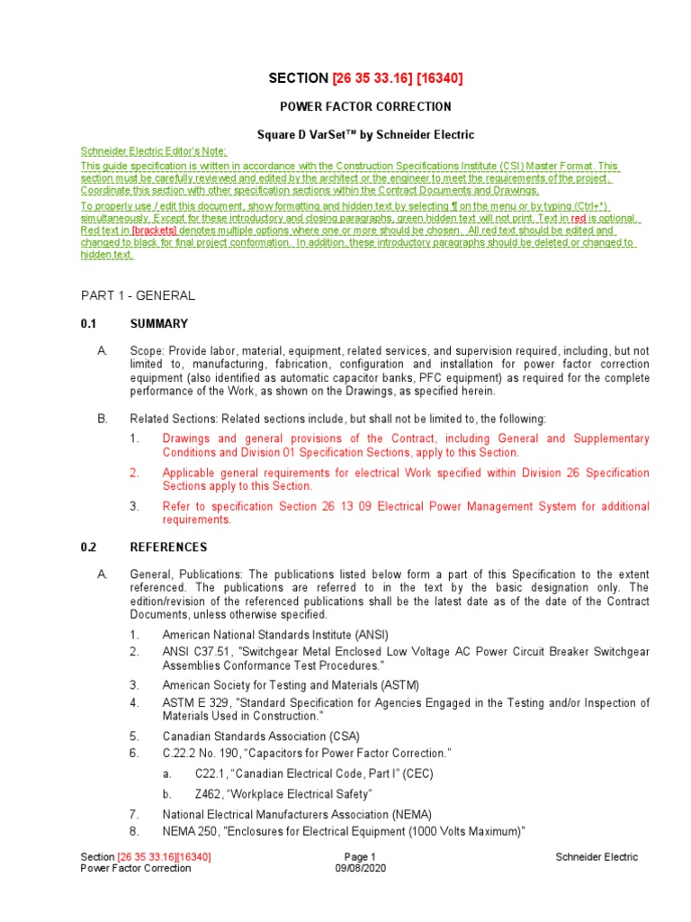 Section: Power Factor Correction Square D Varset™ by Schneider Electric ...