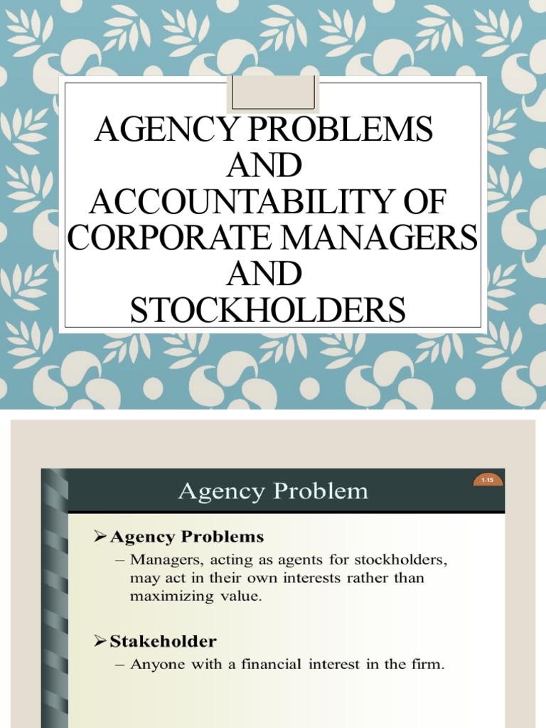 Agency Problems AND Accountability of Corporate Managers AND ...