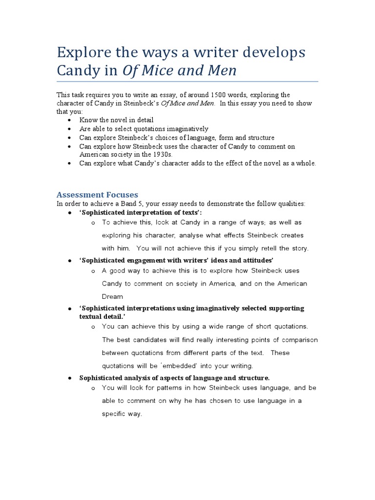Extended Reading Task Overview - of Mice and Men | PDF