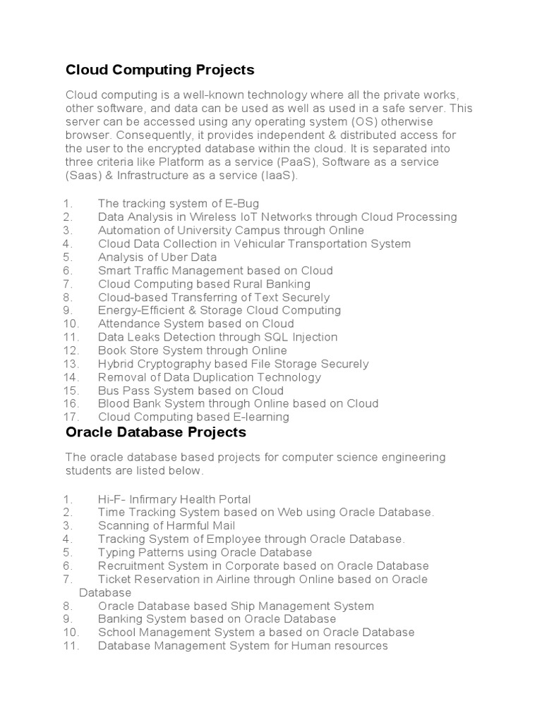 Cloud Computing Projects | PDF