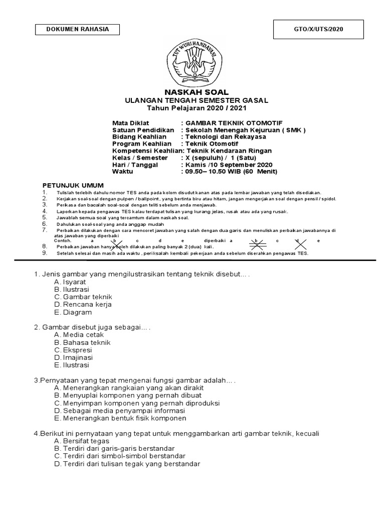 Soal Uts X Gto | PDF