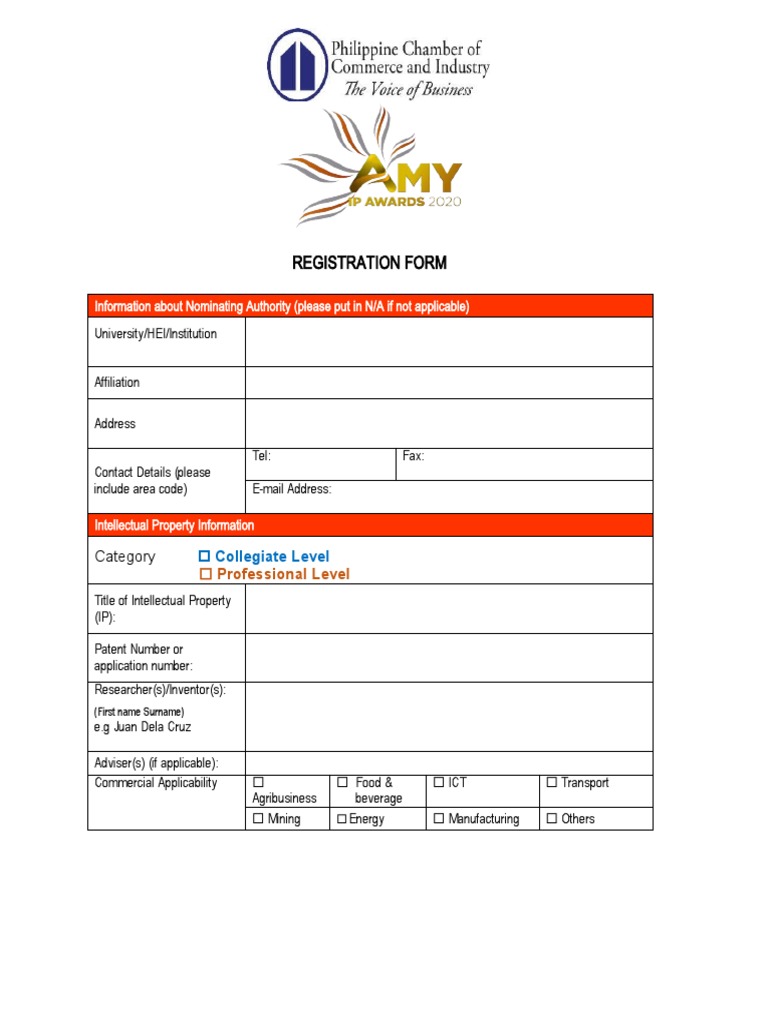 Registration Form: Information About Nominating Authority (Please Put ...