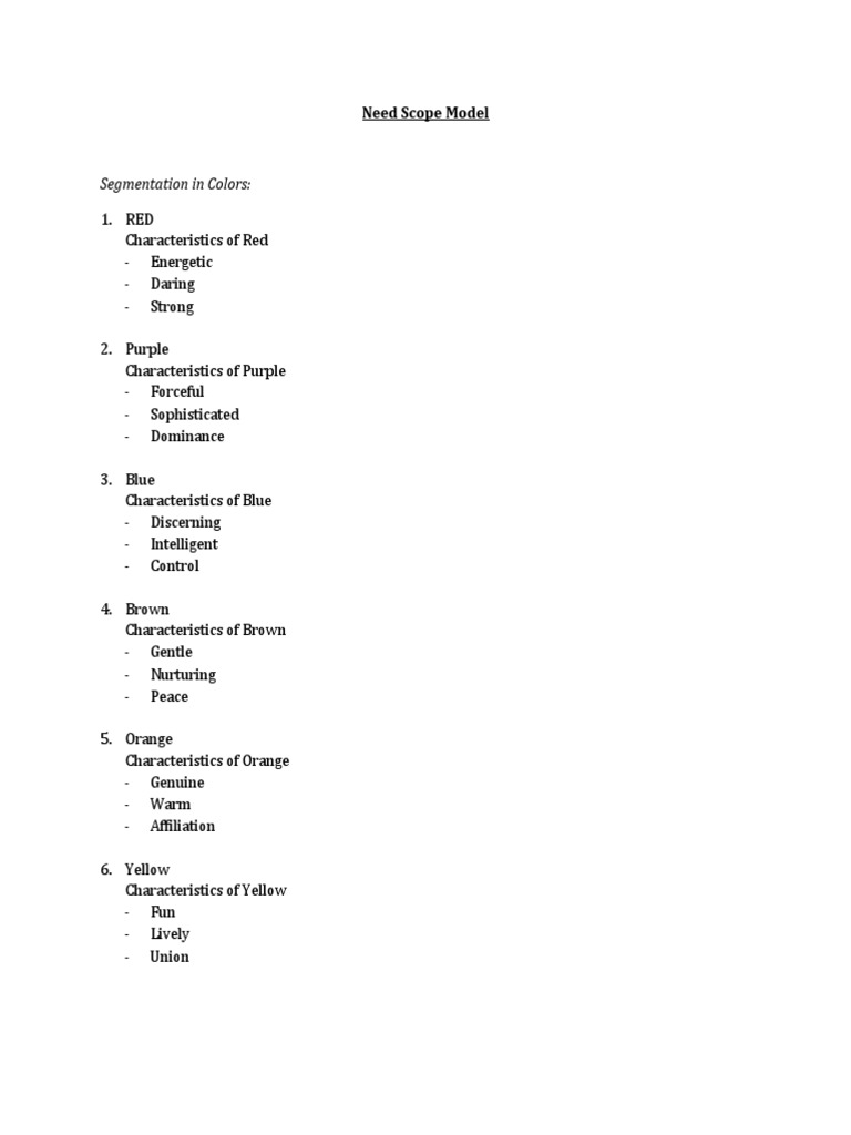 Segmentation in Colors:: Need Scope Model | PDF