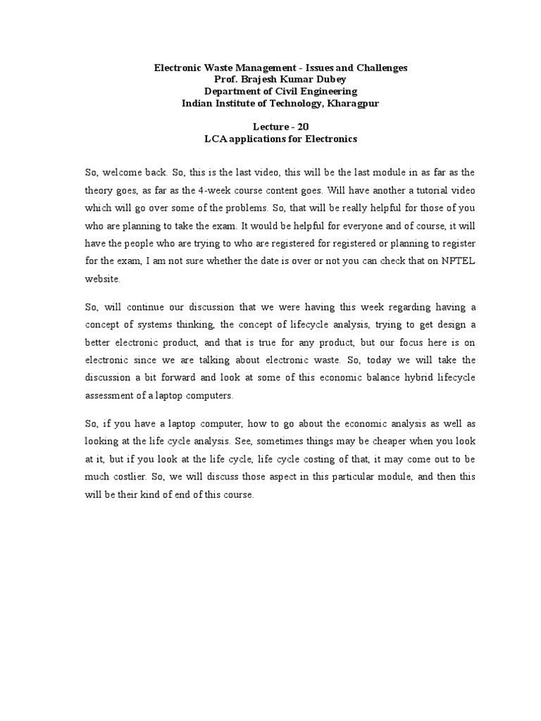 LCA of Laptop Computers | PDF | Life Cycle Assessment | Electronic Waste