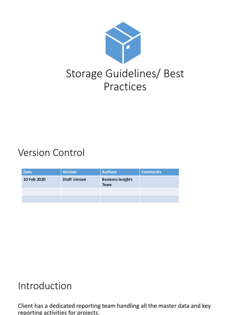 Storage Guidelines/ Best Practices | PDF | Directory (Computing ...