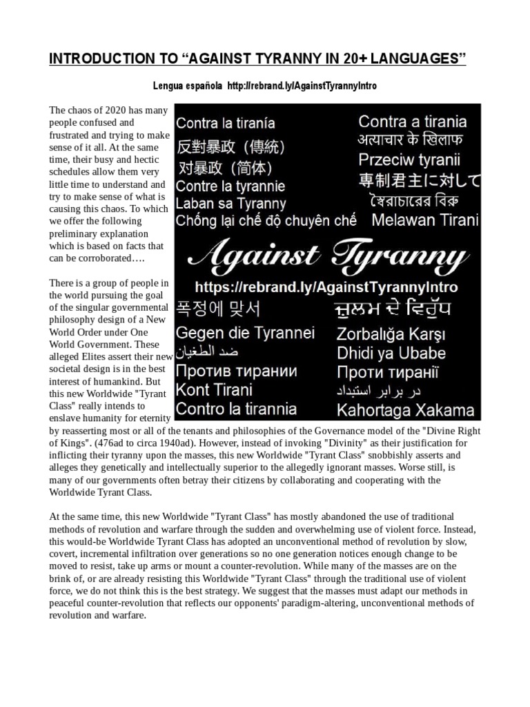 Against Tyranny: Global Counter-Revolution | PDF | Tyrant | Translations