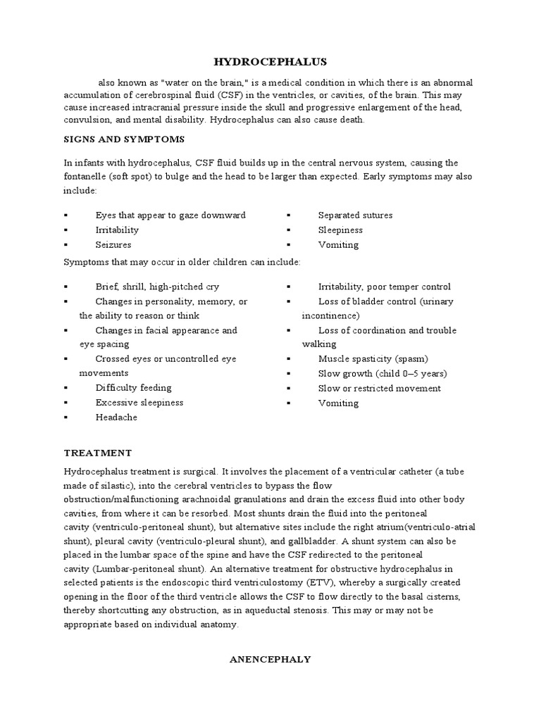 Hydrocephalus: Signs and Symptoms | PDF | Human Diseases And Disorders ...