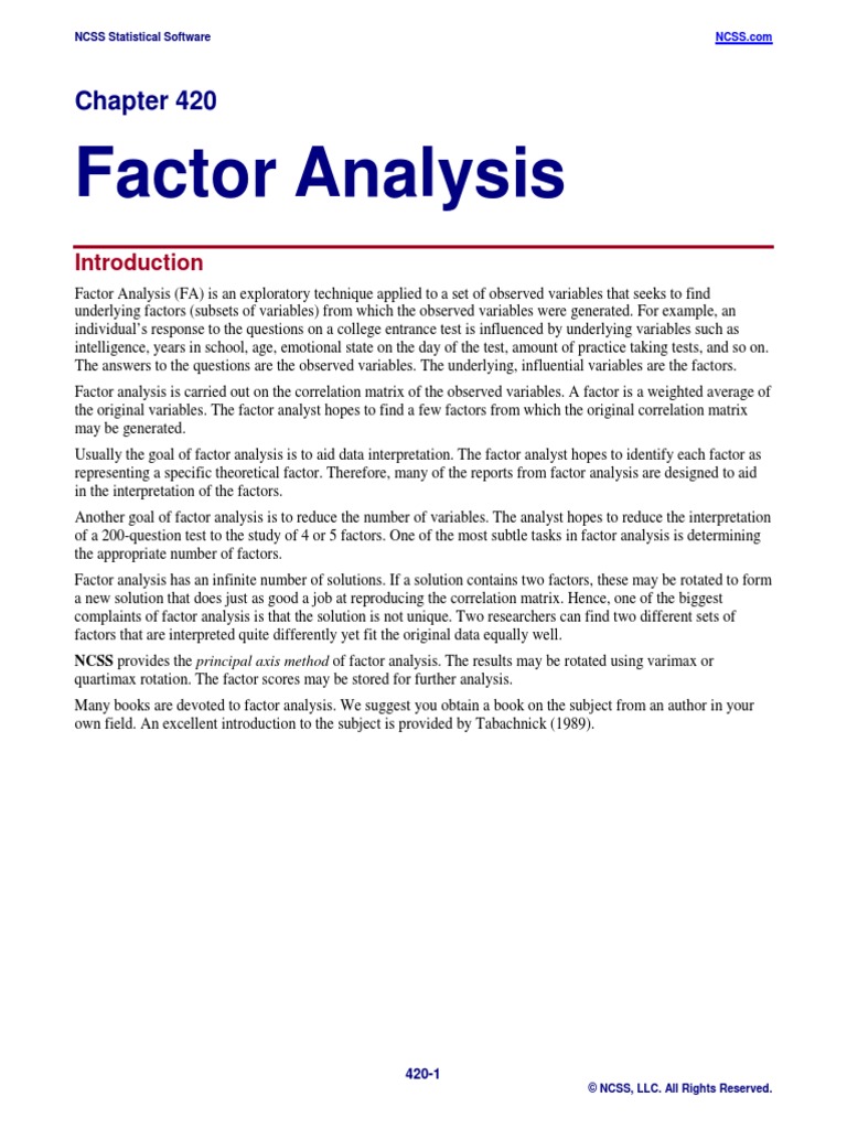 Factor Analysis: NCSS Statistical Software | PDF | Factor Analysis | Principal Component Analysis
