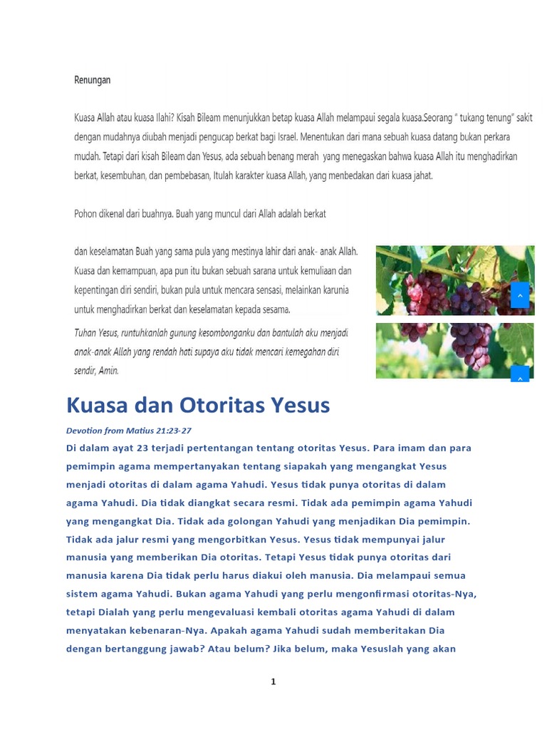 Otoritas Yesus dalam Matius 21:23-27 | PDF