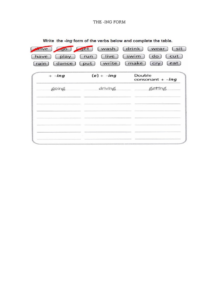 GRAMMAR KIDS - The ING Form Column | PDF