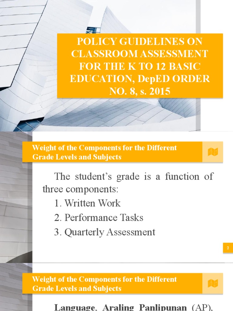 Policy Guidelines On Classroom Assessment For The K To 12 Basic ...