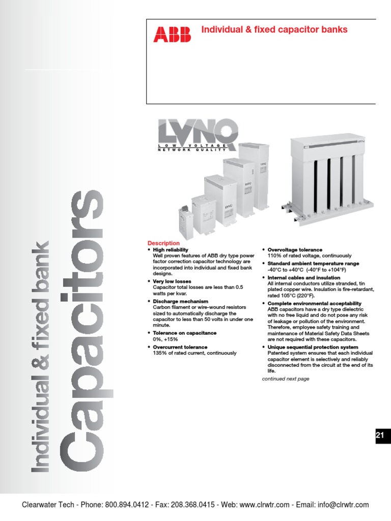 ABB Individual Fixed Capacitors PDF | PDF | Capacitor | Fuse (Electrical)