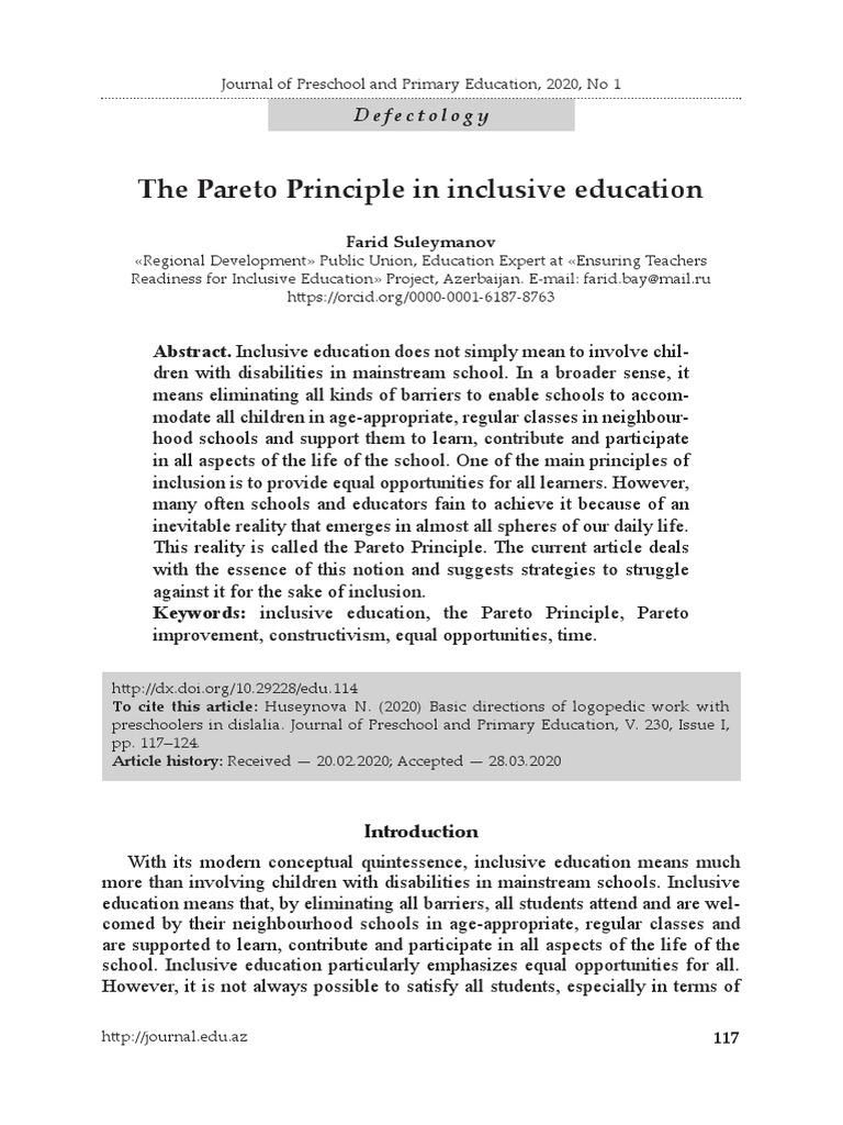 The Pareto Principle in Inclusive Education | PDF | Inclusion ...