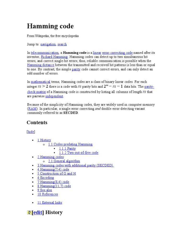Hamming Code Pdf Error Detection And Correction Theoretical Computer Science
