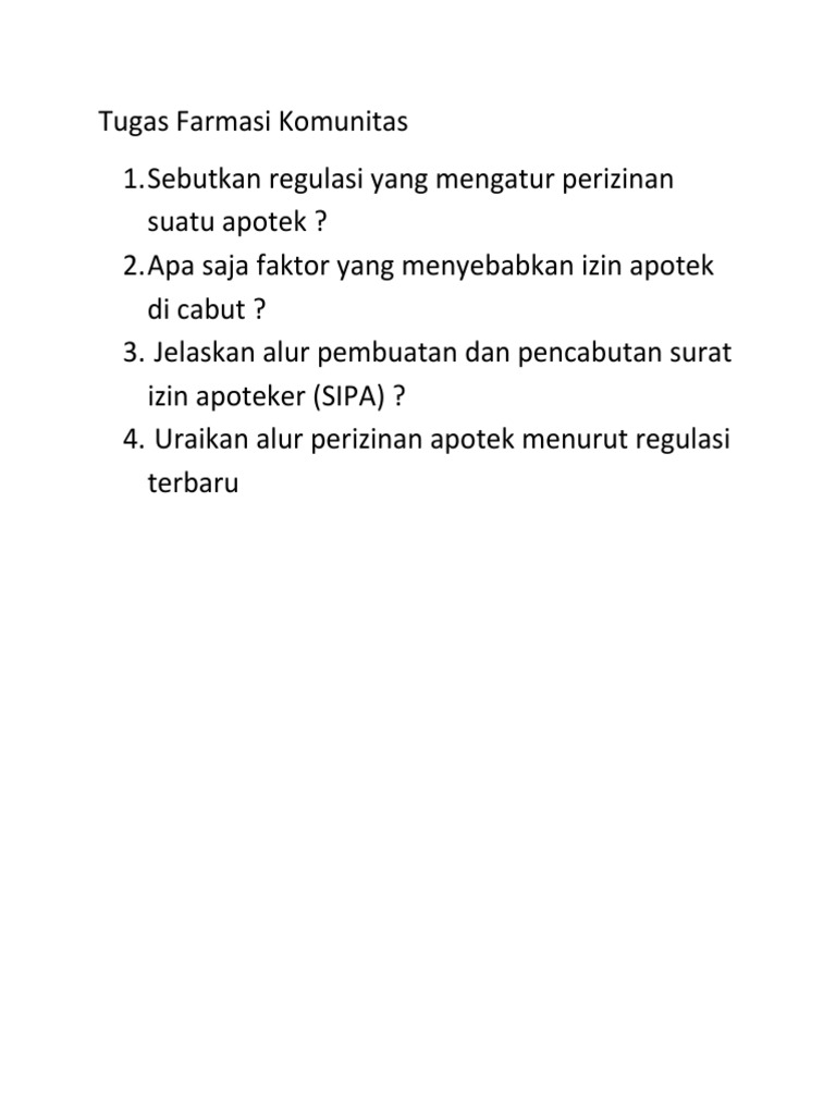 Tugas Alur Perizinan Apotek Pdf Pdf