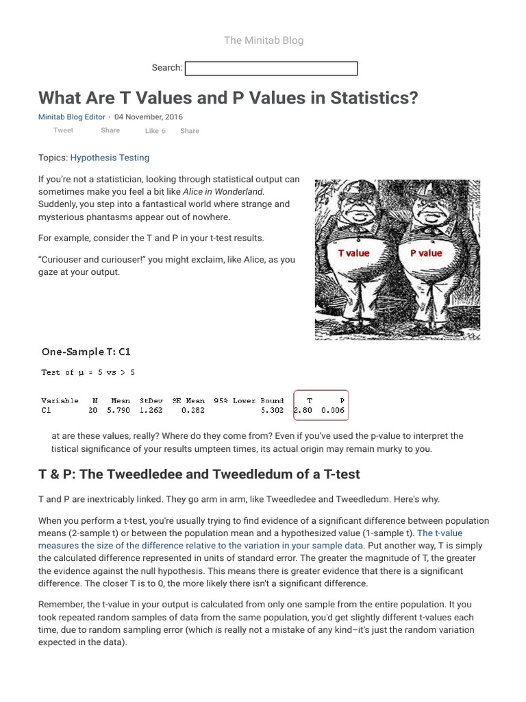Understanding T and P Values in Statistics | PDF | Teaching Methods ...