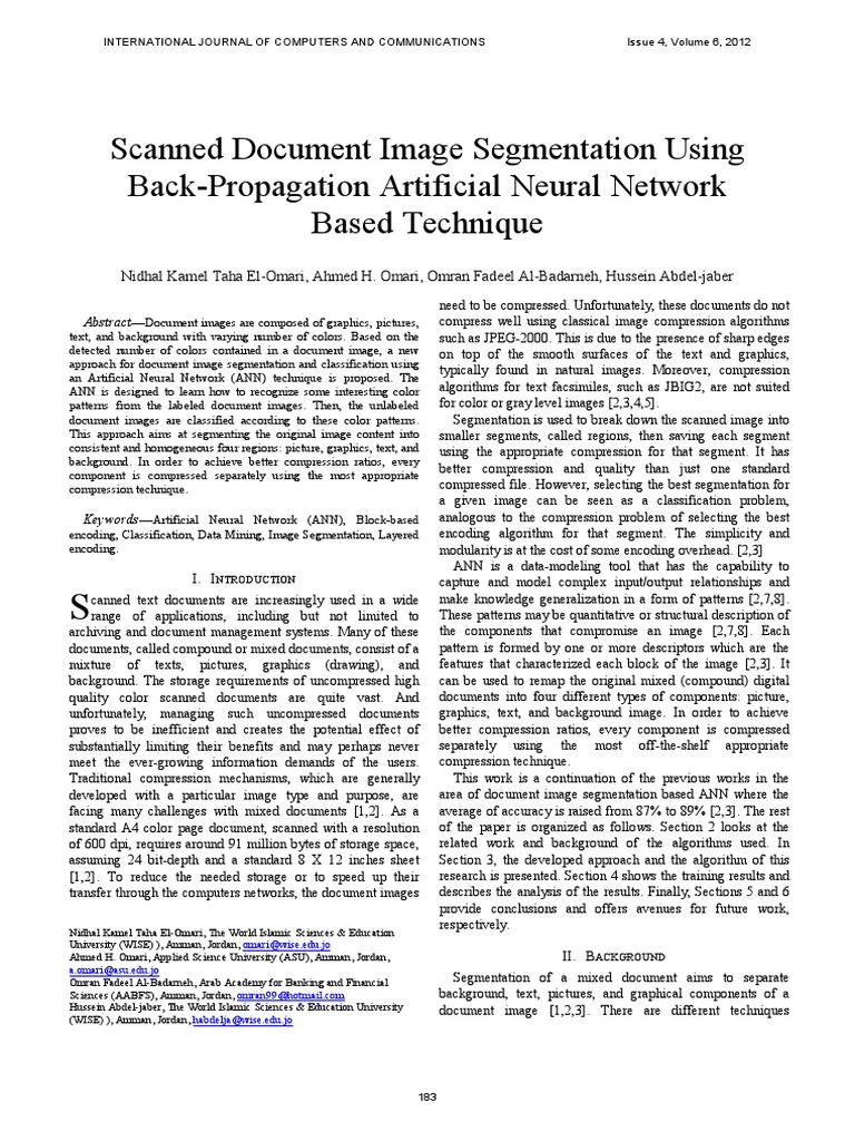 Scanned Document Image Segmentation Using Back-Propagation Artificial Neural Network Based ...