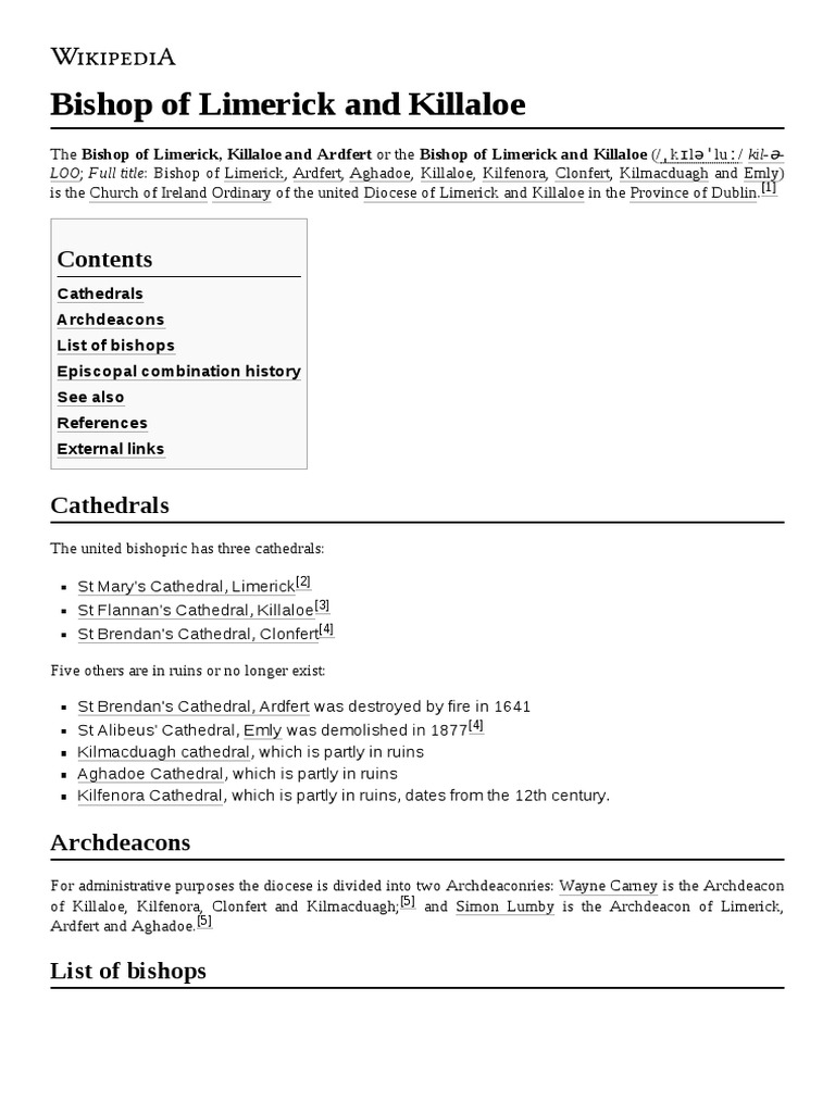 Bishop of Limerick and Killaloe | PDF | Anglicanism | Protestant ...