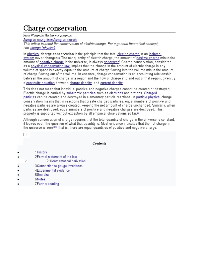 Charge Conservation Explained | PDF