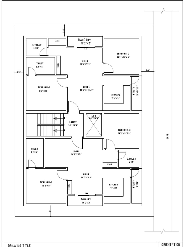 Scheme Drawing - Typical Floor Plan Depicting Room Dimensions and ...