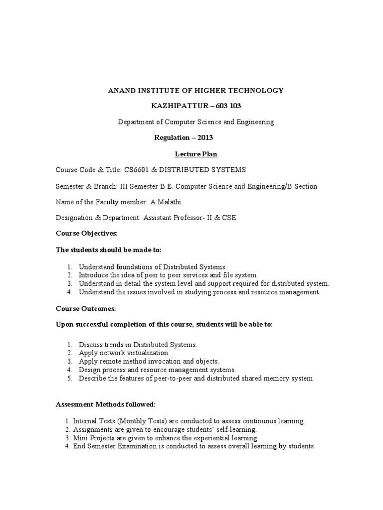 CS6601 Be R 2013 Distributed System | PDF | Peer To Peer | Distributed Computing