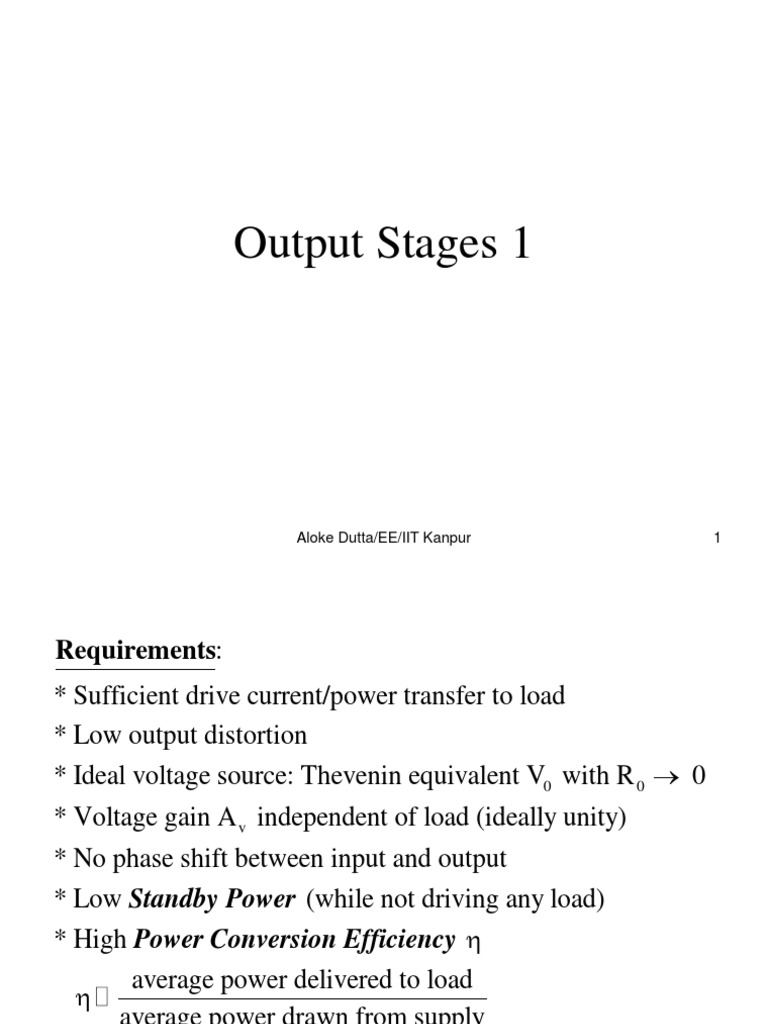 Output Stages 1 | PDF | Amplifier | Bipolar Junction Transistor