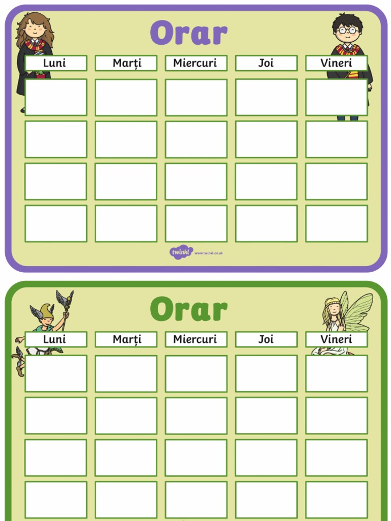 Orar Clasa A II-a - Decupeaza Si Lipeste PDF | PDF