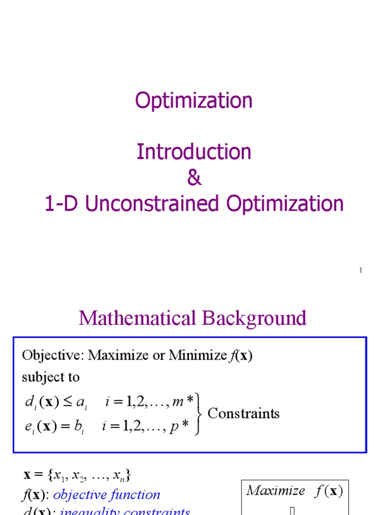 Optimization & 1-D Unconstrained Optimization | PDF | Mathematical Optimization | Systems Analysis