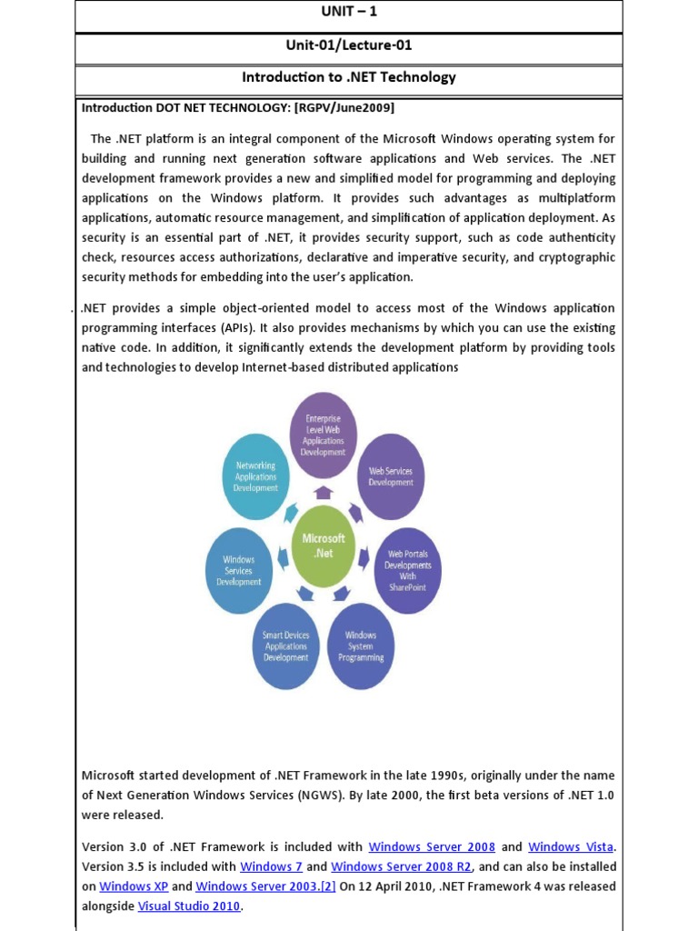 Introduction DOT NET TECHNOLOGY: (RGPV/June2009) | PDF | Visual Basic ...