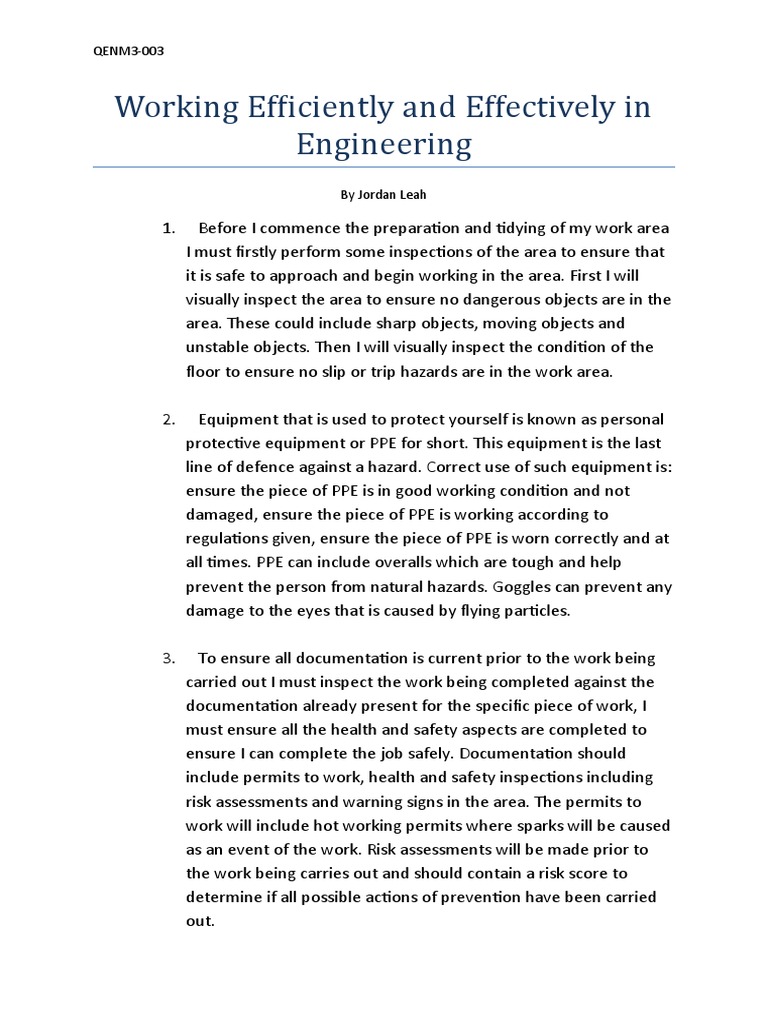 Working Efficiently and Effectively in Engineering | PDF | Personal ...