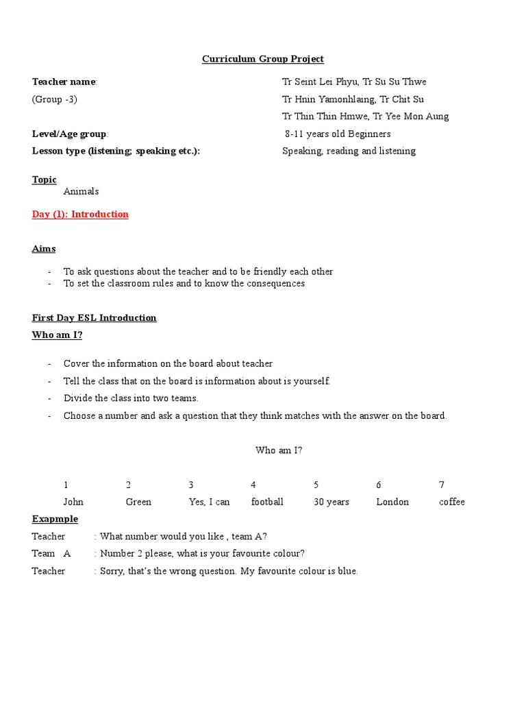 Curriculum Group Work | PDF