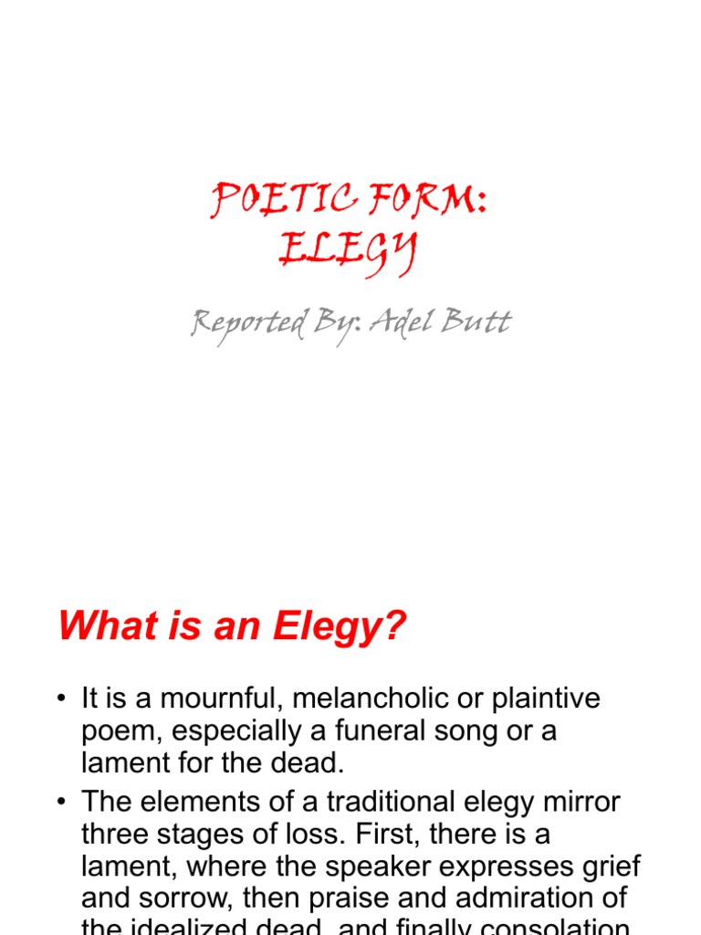Elegy Poems Examples