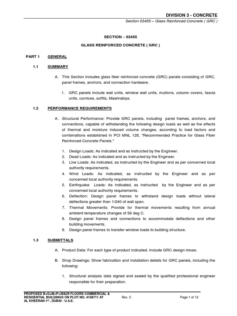 03455-Glass Reinforced Concrete (GRC) - Rev.0 PDF | PDF | Reinforced ...
