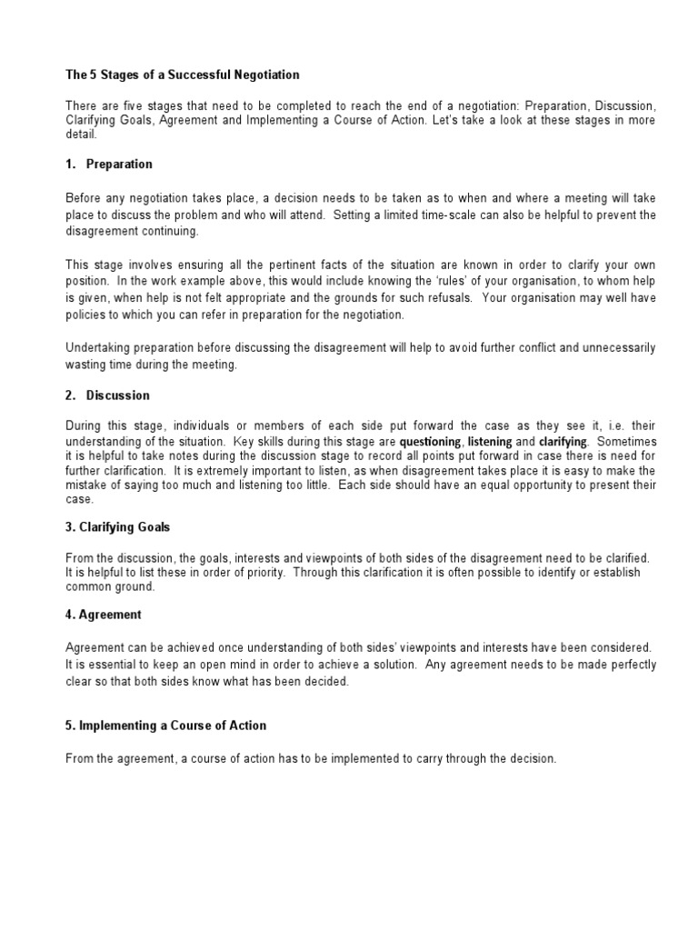 5 Stages of Negotiation | PDF