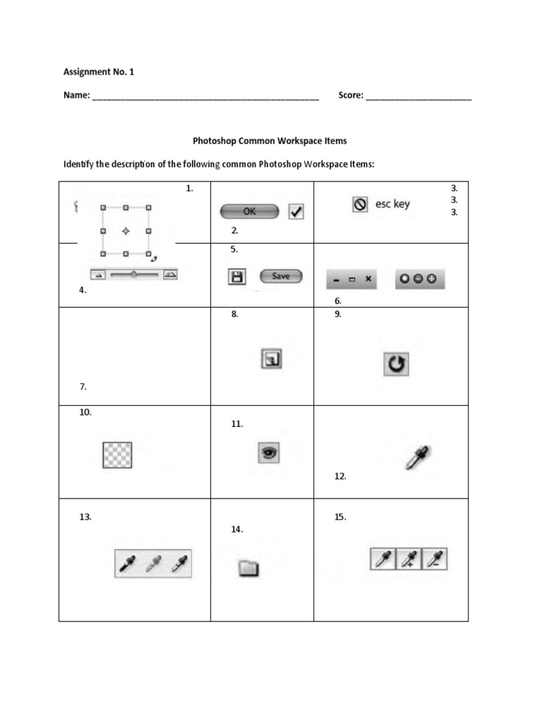 Assignment No. 1 - Photoshop Common Workspace Items | PDF