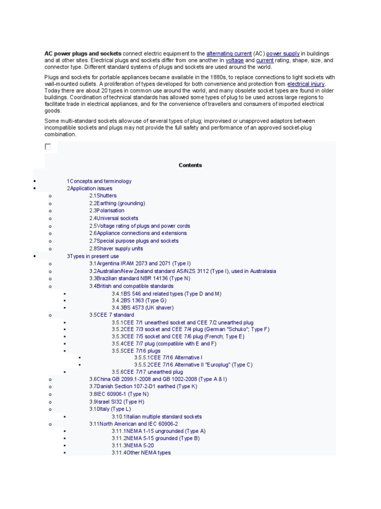 AC Power Plugs and Sockets | PDF | Ac Power Plugs And Sockets ...