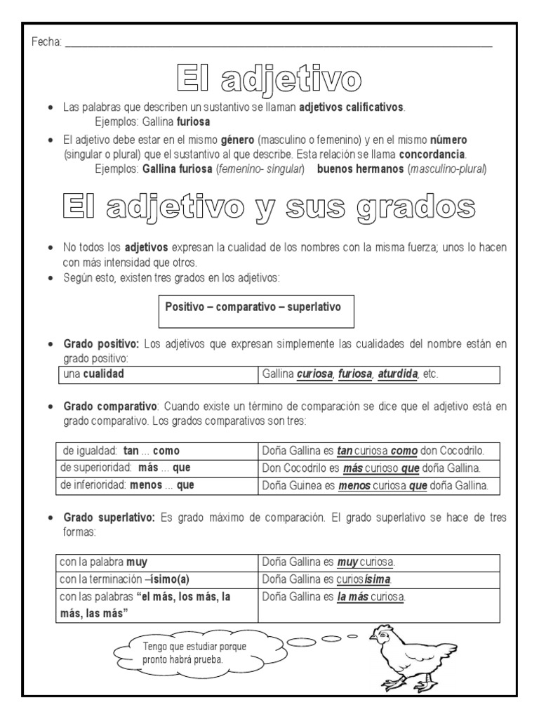 Grados del Adjetivo en Primaria | PDF