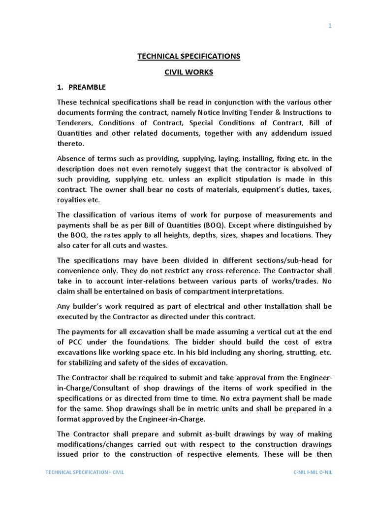 10 Technical Specification (Civil) PDF | PDF | Specification (Technical ...