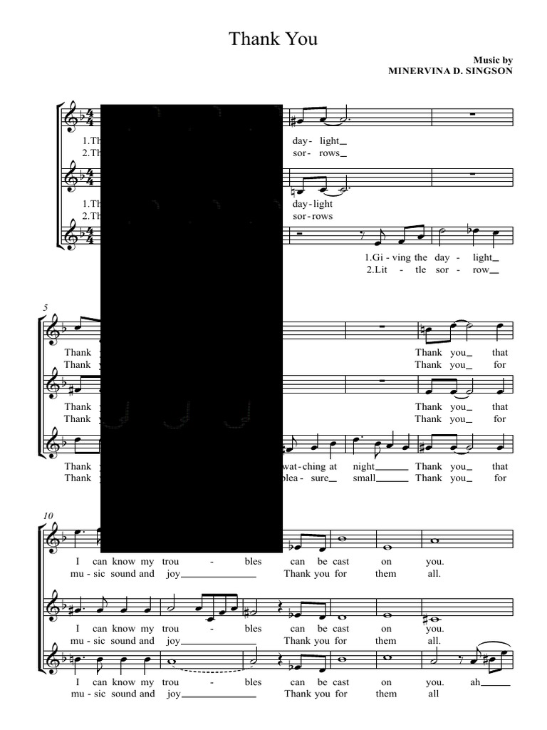 Thank You: Music by Minervina D. Singson | PDF