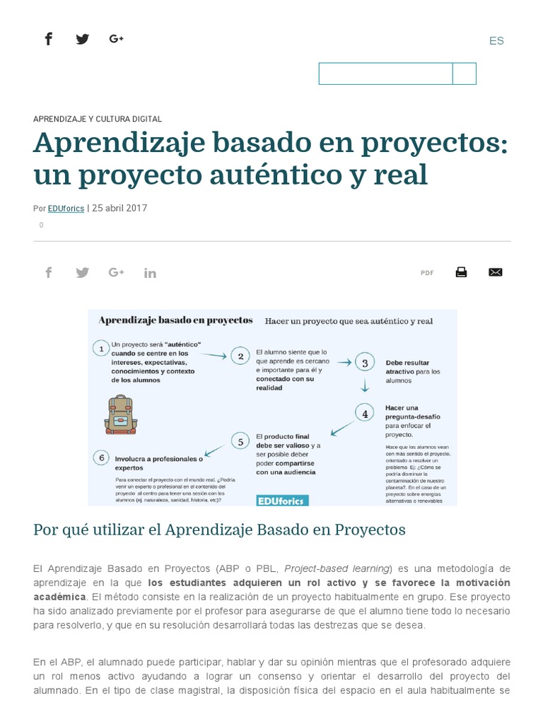 Aprendizaje Basado en Proyectos | PDF | Aprendizaje en base a proyectos ...