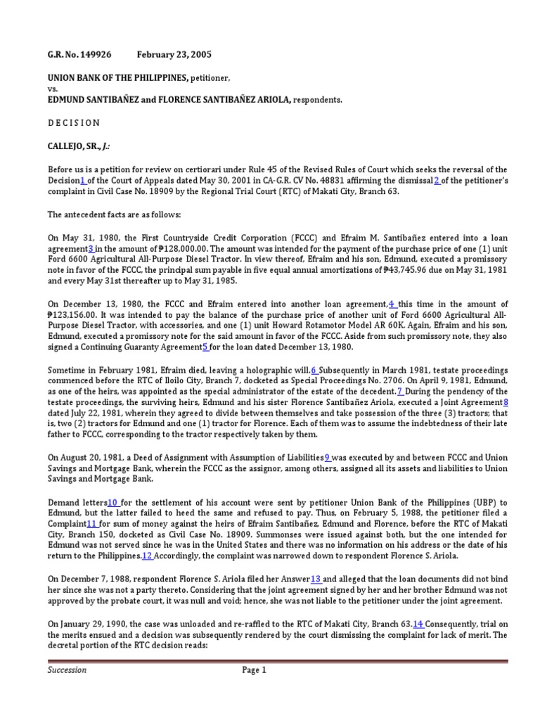 Union Bank vs. Santibañez Estate Case | PDF | Probate | Will And Testament