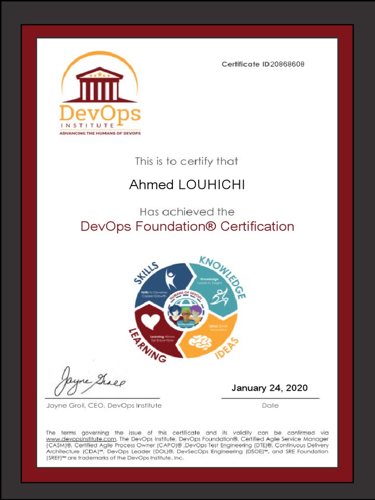 DevOps Foundation Certificate PDF | PDF