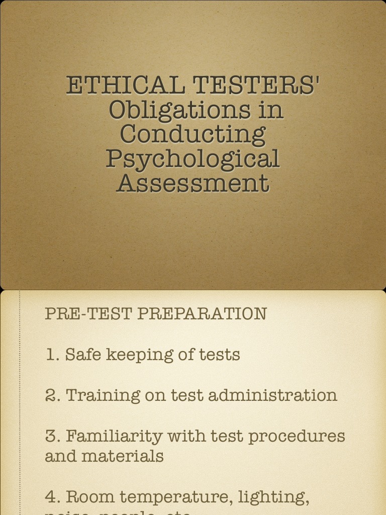 Ethical Guidelines for Conducting Psychological Assessments: Preparing ...