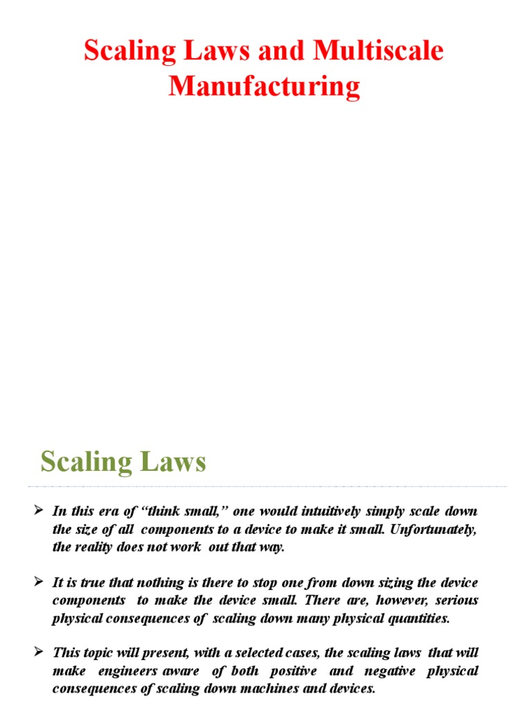 Scaling Laws and Multiscale Manufacturing | PDF | Nanotechnology ...