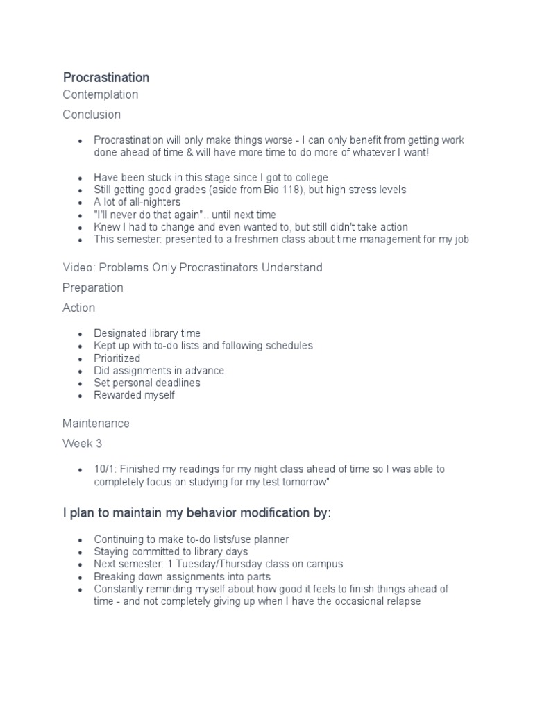 Notes On Procrastination | PDF | Procrastination | Professional Skills