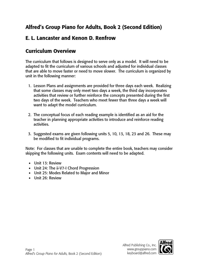 Adult Group Piano Curriculum | PDF | Chord (Music) | Minor Scale