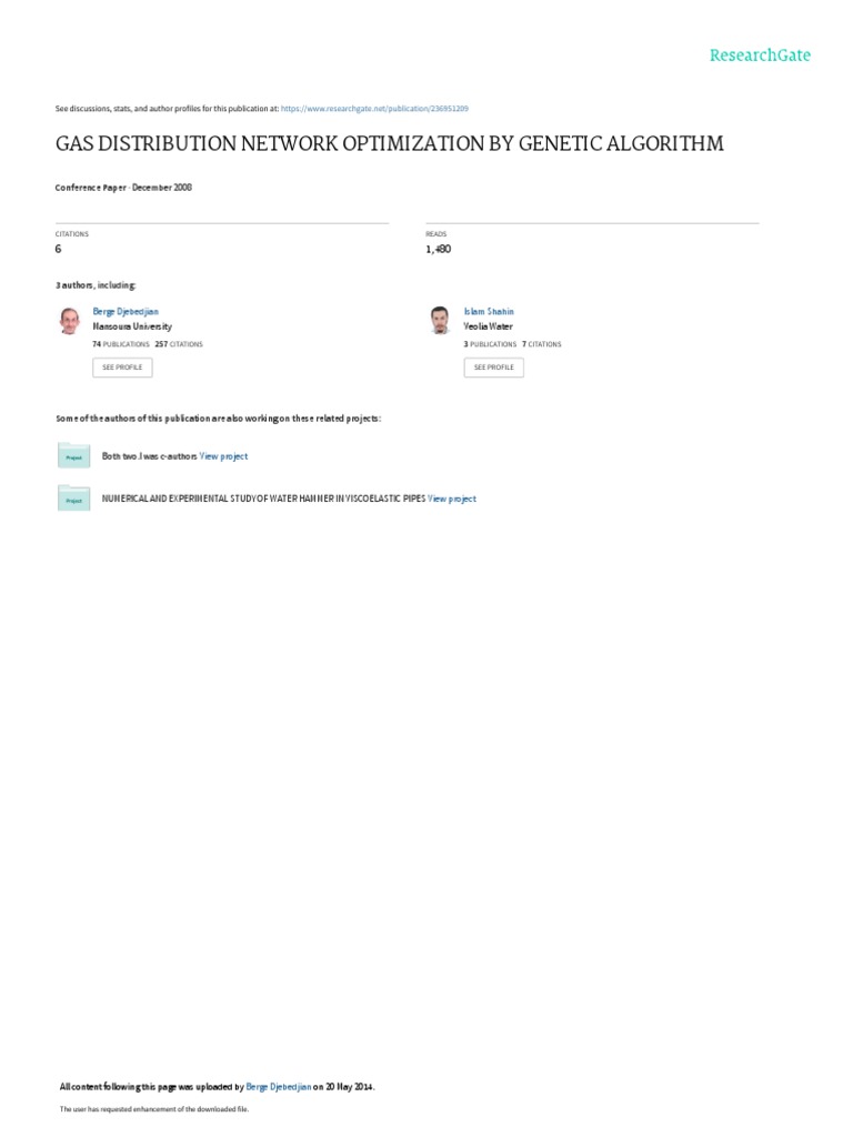 Gas Distribution Network Optimization by Genetic Algorithm | PDF ...
