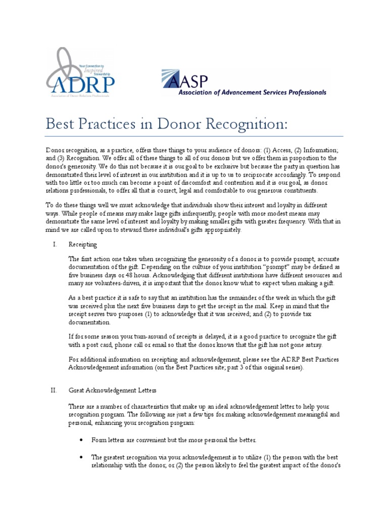 Best Practices in Donor Recognition | PDF | Fundraising | Society
